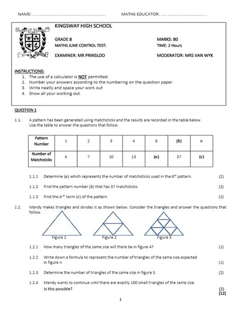 Grade 8 Mathematics June 2021 Pdf Area Mathematics