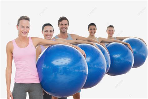 Fitness Studio Class Poses With Exercise Balls Leisure Tank Top Holding