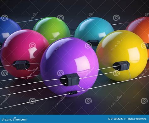 Communication And Connection Concept With Color Spheres Connected By