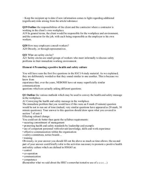 Nebosh Igc Questions And Answers
