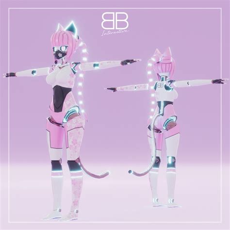 Original 3d Model Trinity Tr 21 Sakura Neko Robot Girl Vrchat Avatar