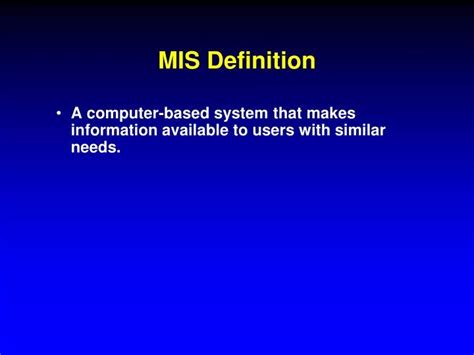PPT MIS Definition PowerPoint Presentation Free Download ID 3051909