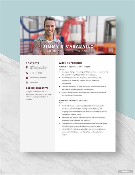 Automation Technician Resume In Word Pages Download