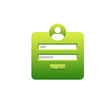 Green Login Form With User Icon And Input Fields For Username And Password Stock Illustration