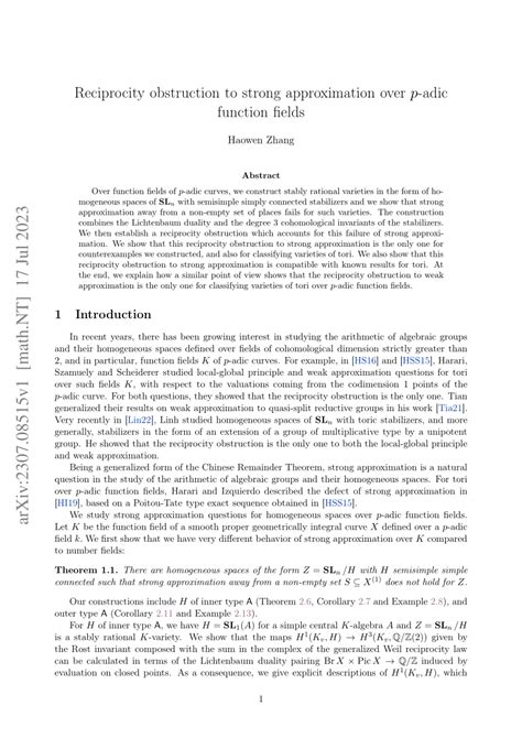 PDF Reciprocity Obstruction To Strong Approximation Over P Adic Function Fields