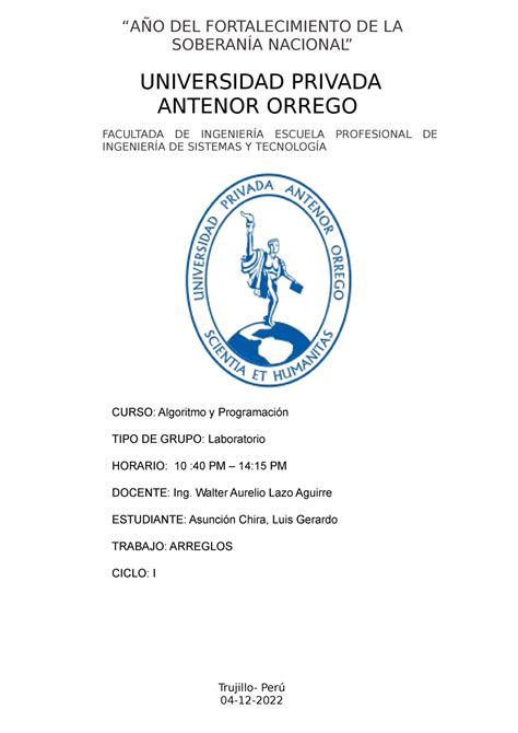 Arreglos “aÑo Del Fortalecimiento De La SoberanÍa Nacional