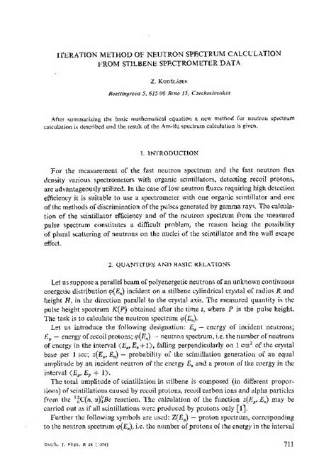 Pdf Iteration Method Of Neutron Spectrum Calculation From Stilbene