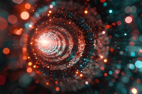 premium photo glowing digital particle sphere technology background
