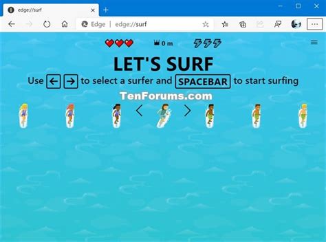 How To Enable Or Disable Surf Game In Microsoft Edge Chromium Tutorials