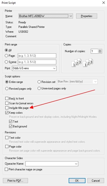 How Do I Print The Title Page With My Script Final Draft