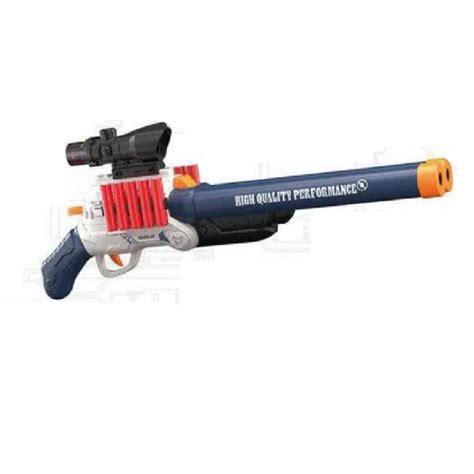 تفنگ اسباب بازی دو لول پوکه پران و تیر پرتابی سایز بزرگ مدل 1 912اسباب