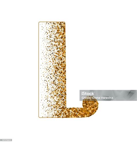 모래 효과 점묘 질감 벡터 일러스트 레이 션 둥근 색종이 점 그런 지 패턴 얼룩덜룩 한 혼돈 입자 기하학적 이미지 황금 혼돈 점 Abc로 장식 된 라틴 알파벳의 문자 L
