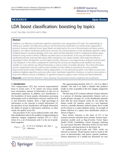 pdf lda boost classification boosting by topics