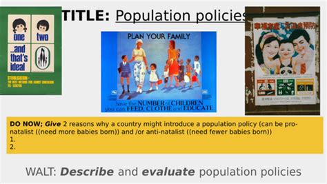 Cie Igcse Geography Population Dynamics Lesson 9 Population Policies Teaching Resources