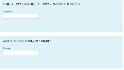 Solved If Log X Y And Log X Y The Sum Of Chegg Com