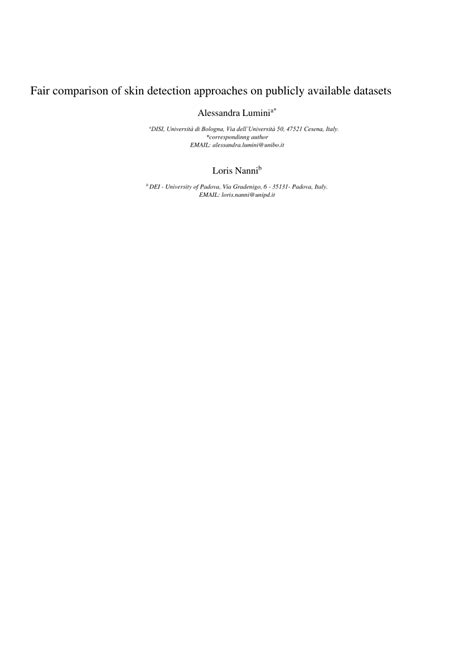 Pdf Fair Comparison Of Skin Detection Approaches On Publicly Available Datasets