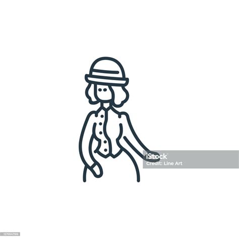 영국 개념에서 마담 아이콘 벡터 마담 편집 가능한 스트로크의 얇은 선 그림 웹 및 모바일 앱 아이콘 인쇄 미디어에 사용하기 위한 마담 선형 기호입니다 귀여운에 대한 스톡