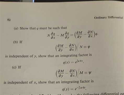 Solved Integrating Factors Let Q Be An Integrating Chegg Com