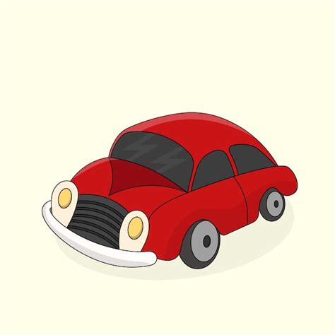 간단하고 깨끗한 붉은 색 자동차 벡터 일러스트 레이션 프리미엄 벡터