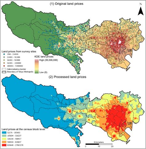 Kernel Density Estimates Of Land Prices Download Scientific Diagram