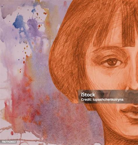 유행 여름 일러스트 예술 비유 내 원래 수채화 그림 종이 현대 레저 및 엔터테인먼트 초상화 얼굴 인상주의 젊은 아름 다운