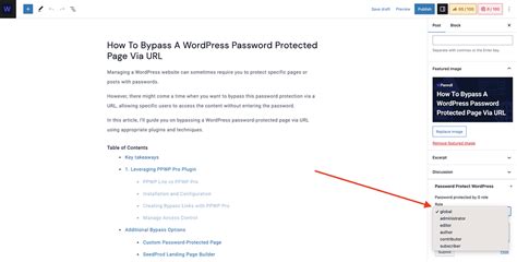how to bypass a wordpress password protected page via url