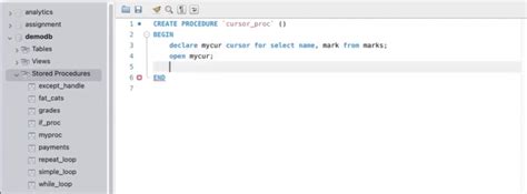the cursor is used to iterate over the records in the marks table