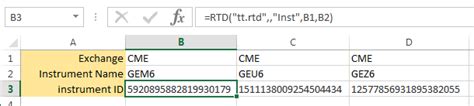 Rtd Retrieving Instrument Ids And Properties Excel Integration With