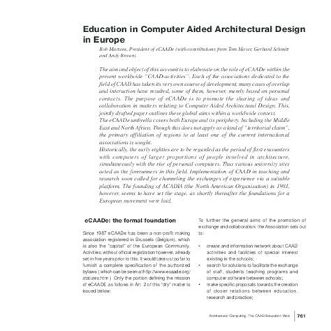 Pdf Education In Computer Aided Architectural Design In Europe