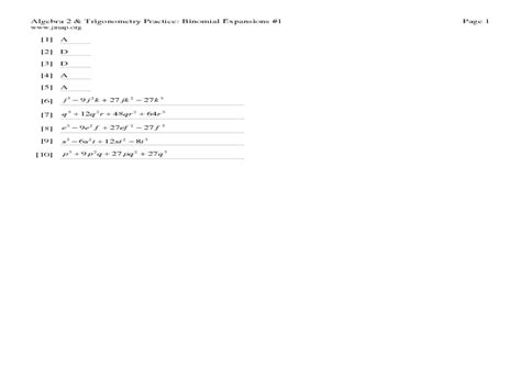 Practice Binomial Expansions Lesson Plan For 10th 12th Grade Lesson Planet