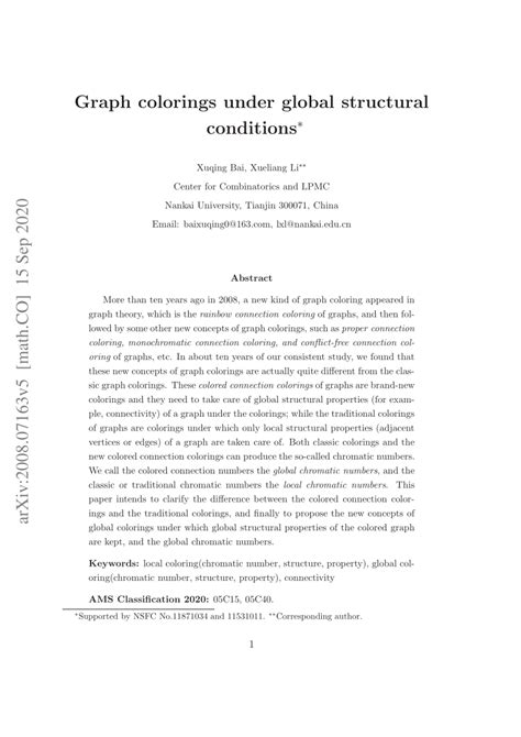 Pdf Graph Colorings Under Global Structural Conditions