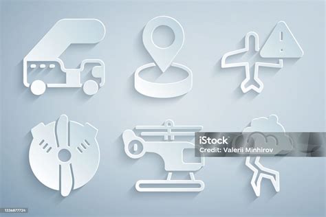 설정 헬리콥터 경고 항공기 비행기 프로펠러 폭풍 위치 및 승객 사다리 아이콘 벡터 3차원 형태에 대한 스톡 벡터 아트 및 기타 이미지 3차원 형태 경계 표지 고풍스런