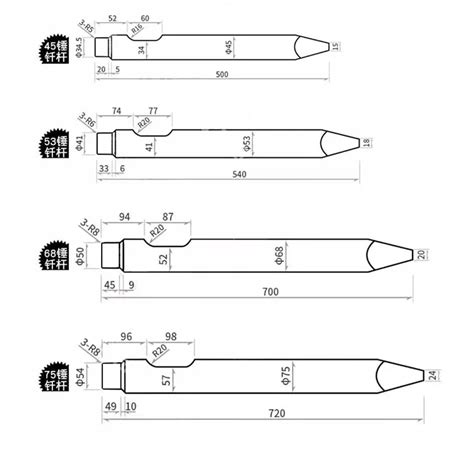 Excavator Diameter Hydraulic Breaker Drill Rod Chisel Breaker Chisel