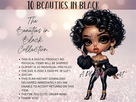 Chibi Clipart Doll Bundle Glam Chibi Doll Clipart Chibi Dolls Clipart Black Girls Latina Chibis