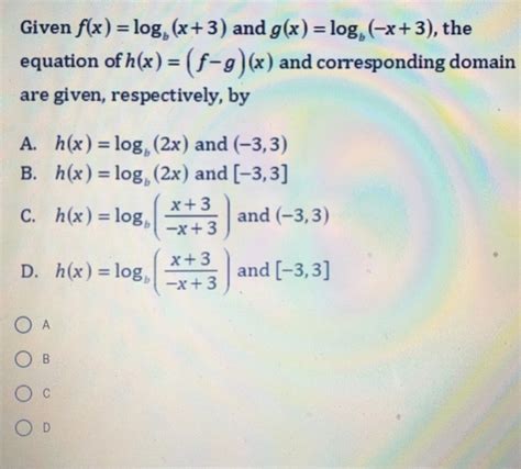 Solved Given F X Log X And G X Log X The Chegg Com