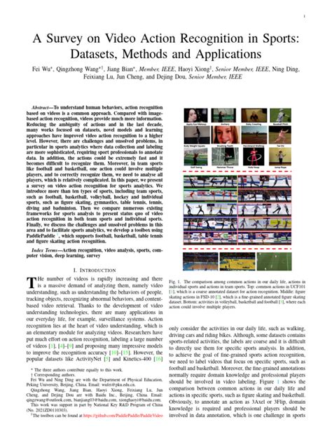 A Survey On Video Action Recognition In Sports Datasets Methods And Applications Pdf Deep