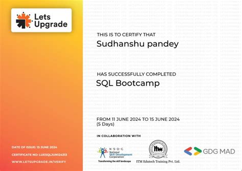 Sudhanshu Pandey On Linkedin Sqlbootcamp Careergrowth Letsupgrade Sql Databasemanagement