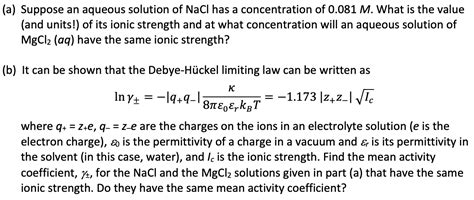 Solved A Suppose An Aqueous Solution Of NaCl Has A Chegg