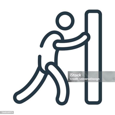 얇은 선 아이콘을 밀어 남자 동작 개념 격리 된 개요 기호에서 사람 선형 아이콘 웹 디자인 및 앱에 대한 벡터 그림 기호