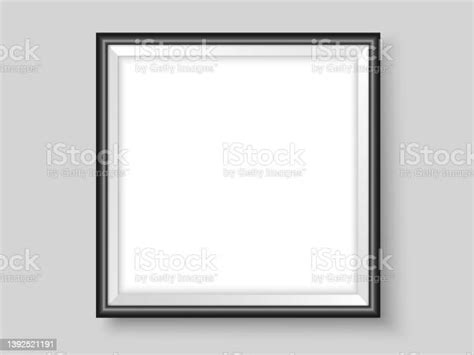 벽에 프레임 정사각형 검은 색 사진 프레임 모형 디자인을위한 벡터 빈 프레임 그림 그림 포스터 또는 사진을위한 템플릿 그림자에