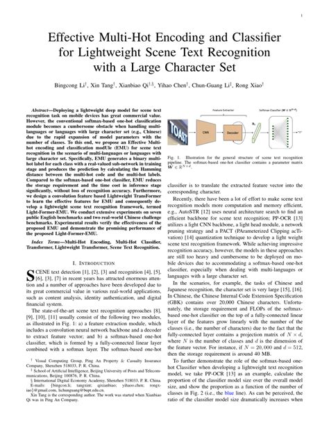 Pdf Effective Multi Hot Encoding And Classifier For Lightweight Scene Text Recognition With A