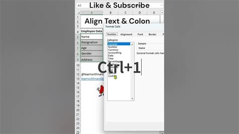 Excel Align Text And Colonexcel Shorts Youtubeshorts Trending Viralviralvideoshort Reels