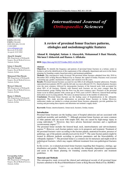 Pdf A Review Of Proximal Femur Fracture Patterns Etiologies And