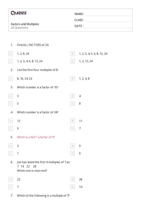 50 Factors And Multiples Worksheets For 6th Grade On Quizizz Worksheets Library