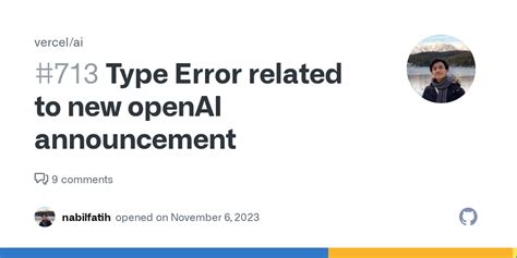Type Error Related To New OpenAI Announcement Issue Vercel Ai GitHub