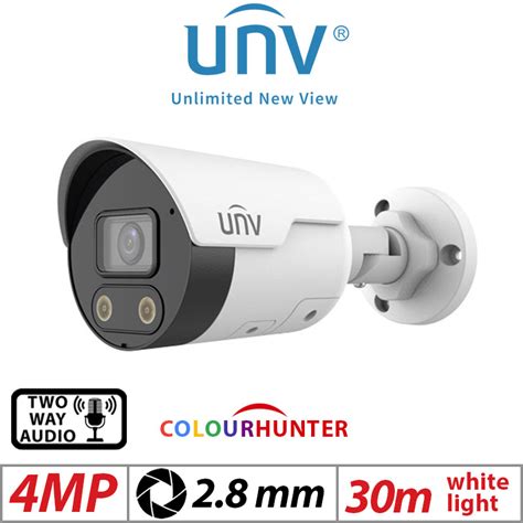 4MP Uniview ColorHunter Mini Bullet Network Camera 24 7 Colour HD 2 Way Audio 2 8mm White