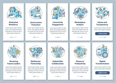 Sustainable Manufacture Onboarding Mobile App Page Screen With Concepts