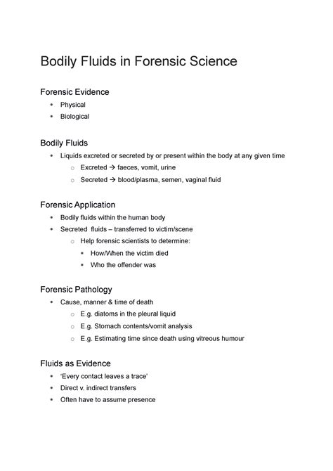 Bodily Fluids In Forensic Science Bodily Fluids In Forensic Science Forensic Evidence Physical