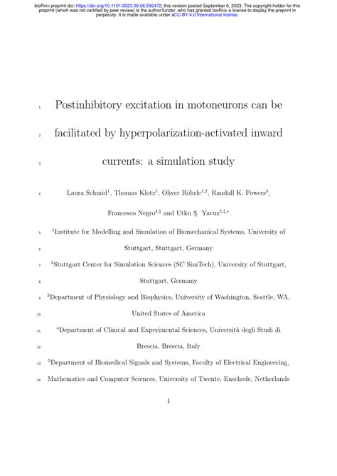 Pdf Postinhibitory Excitation In Motoneurons Can Be Facilitated By Hyperpolarization Activated