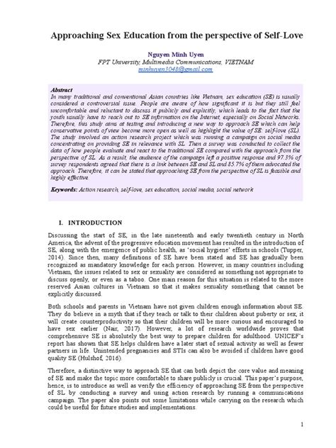 Approaching Sex Education From The Perspective Of Self Love Nguyen Minh Uyen K14 Hcm Pdf